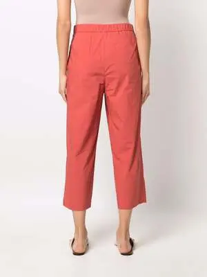Woolrich Cropped Cotton Trousers In Auburn