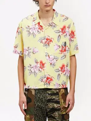 Palm Angels Hibiscus Floral Print Bowling Shirt - Yellow