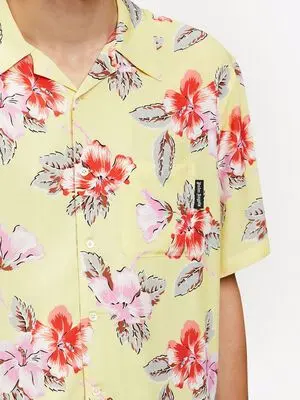 Palm Angels Hibiscus Floral Print Bowling Shirt - Yellow