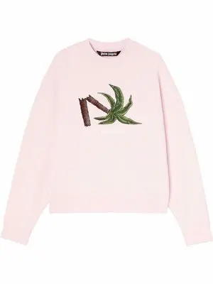 Palm Angels Broken Palm Print Cotton T-shirt - Pink