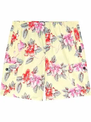 Palm Angels Hibiscus-print Cargo Swim Shorts - Yellow