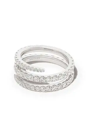 ANITA KO 18kt White Gold Diamond Coil Ring - Silver