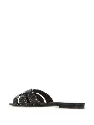 Saint Laurent Tribute Studded Flat Sandals - Black