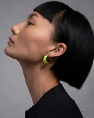 Alexis Bittar Lucite Huggie Hoop Earring Neon Yellow