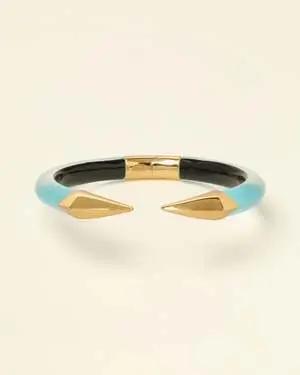 Alexis Bittar Mirrored Pyramid Lucite Brake Hinge Bracelet Aegean Sea Blue
