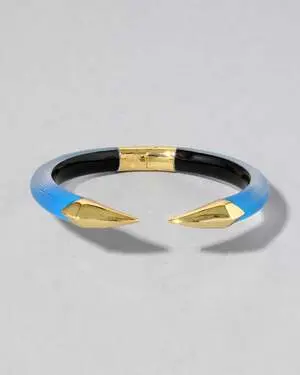 Alexis Bittar Mirrored Pyramid Lucite Brake Hinge Bracelet Cerulean
