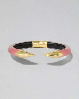 Alexis Bittar Mirrored Pyramid Lucite Brake Hinge Bracelet Muted Pink