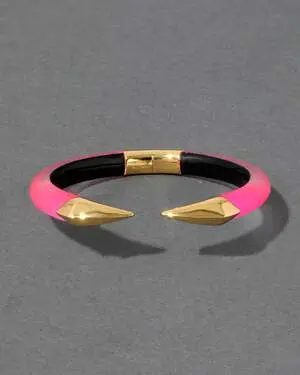 Alexis Bittar Mirrored Pyramid Lucite Brake Hinge Bracelet Neon Pink