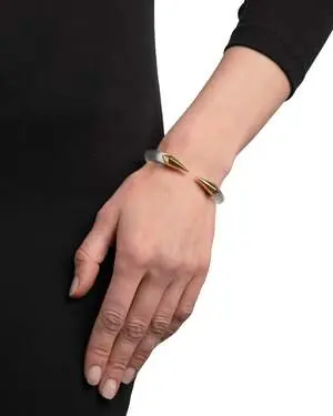 Alexis Bittar Mirrored Pyramid Lucite Brake Hinge Bracelet - Silver