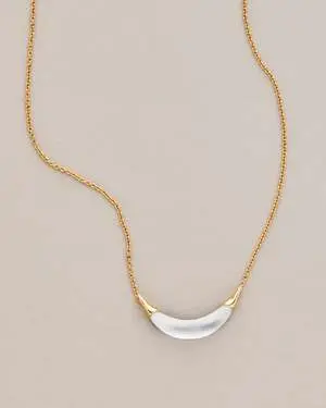 Alexis Bittar Capped Crescent Lucite Pendant Necklace - Gold