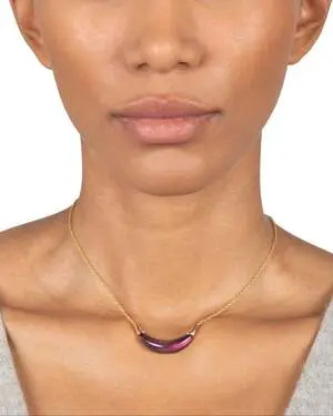 Alexis Bittar Capped Crescent Lucite Pendant Necklace - Gold