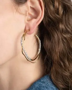 Alexis Bittar Intertwined Two Tone Pave Hoop Earrings - Gold