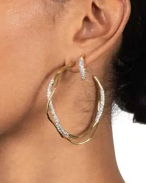 Alexis Bittar Intertwined Two Tone Pave Hoop Earrings - Gold