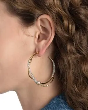 Alexis Bittar Intertwined Two Tone Pave Hoop Earrings - Gold