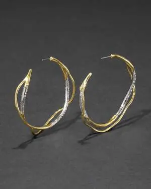 Alexis Bittar Intertwined Two Tone Pave Hoop Earrings - Gold