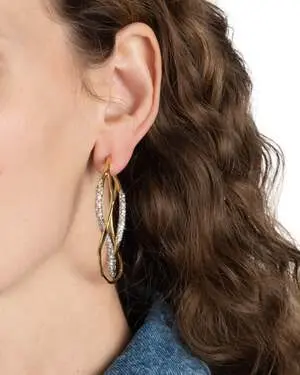 Alexis Bittar Intertwined Two Tone Pave Hoop Earrings - Gold