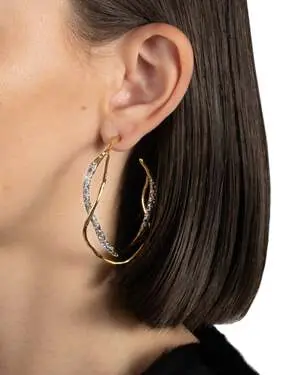 Alexis Bittar Alexis Bittar Intertwined Two Tone Pave Hoop Earrings Midnight