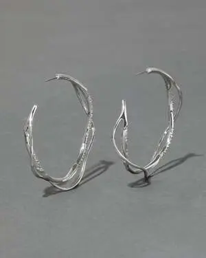 Alexis Bittar Intertwined Two Tone Pave Hoop Earrings - Silver