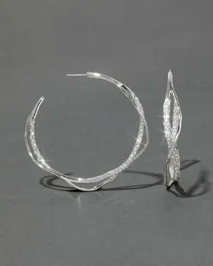 Alexis Bittar Intertwined Two Tone Pave Hoop Earrings - Silver