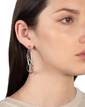 Alexis Bittar Intertwined Two Tone Pave Hoop Earrings - Silver