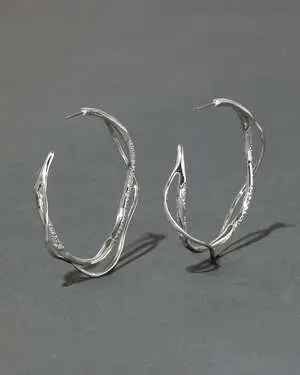 Alexis Bittar Intertwined Two Tone Pave Hoop Earrings - Silver