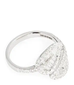 ANITA KO Leaf Ring With Diamonds - White