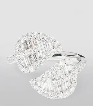 ANITA KO Leaf Ring With Diamonds