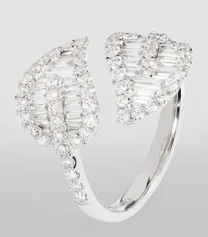 ANITA KO Leaf Ring With Diamonds