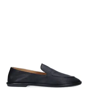 THE ROW Canal Leather Loafers - Black