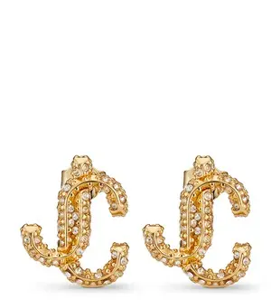 JIMMY CHOO Crystal-embellished Jc Stud Earrings - Gold