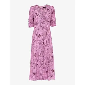 Whistles Neave Bandana-print Crepe Midi Dress