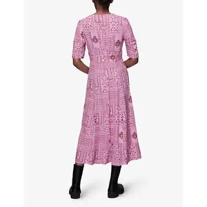 Whistles Neave Bandana-print Crepe Midi Dress
