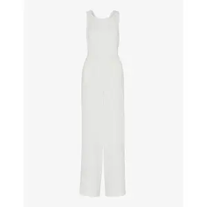 Whistles Thelma Wide-leg Woven Jumpsuit - Cream