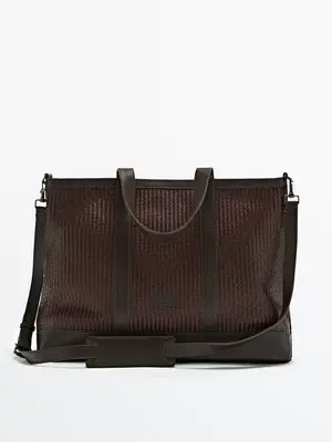 Massimo Dutti Braided Leather Tote Bag Limited Edition