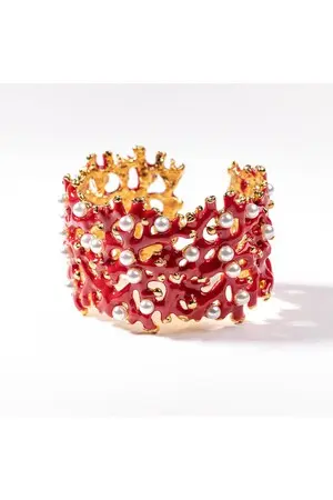 KENNETH JAY LANE Branch Hinged Cuff With Pearls