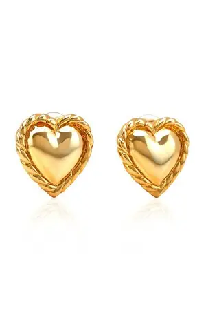 KENNETH JAY LANE Polished Heart Clip On Earrings - Gold