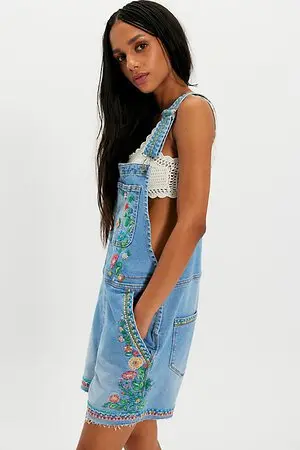 DRIFTWOOD Embroidered Shortalls - Gardenia Foulard Beads