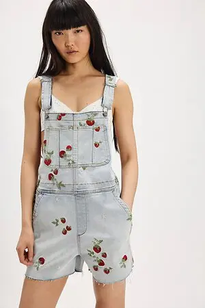 DRIFTWOOD Driftwood Embroidered Shortalls Strawberry Fields
