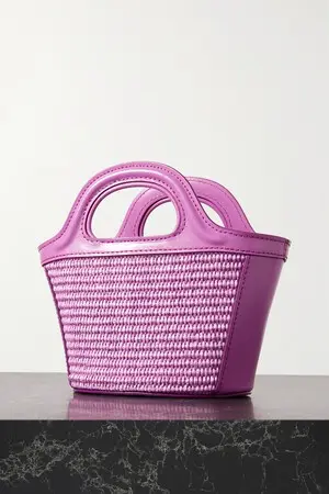 Marni Tropicalia Micro Leather-trimmed Embroidered Raffia Tote