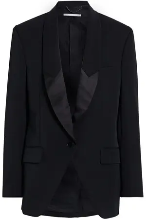 Stella McCartney Aya Satin-Trimmed Wool-Twill Blazer - Black