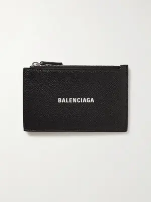 Balenciaga Cash Logo-print Full-grain Leather Zipped Cardholder - Black