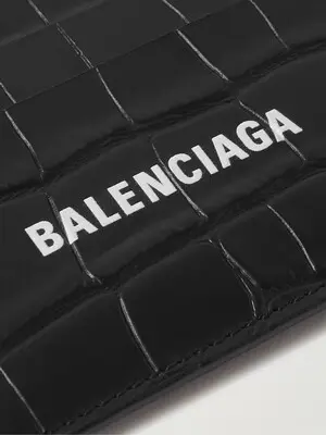 Balenciaga Logo-print Croc-effect Leather Cardholder