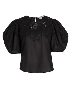 Veronica Beard Women's Kamryn Floral Embroidered Top - White  - Black