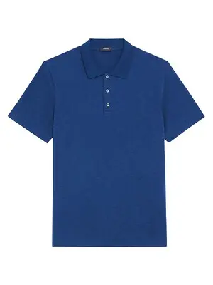 Theory Bron Cotton Polo Shirt Blueberry