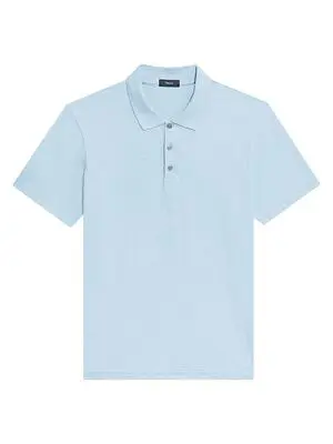 Theory Bron Cotton Polo Shirt Heron