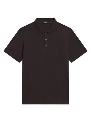 Theory Bron Cotton Polo Shirt Hickory