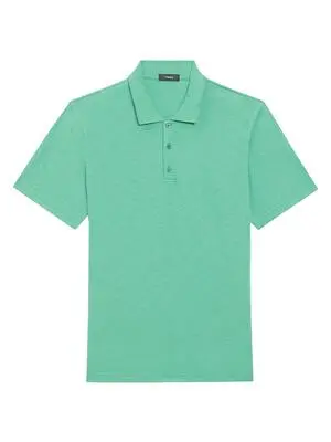 Theory Bron Cotton Polo Shirt Jade Green