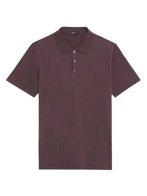 Theory Bron Cotton Polo Shirt Malbec