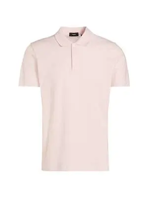 Theory Bron Cotton Polo Shirt Pale Pink