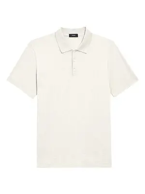 Theory Bron Cotton Polo Shirt Sand